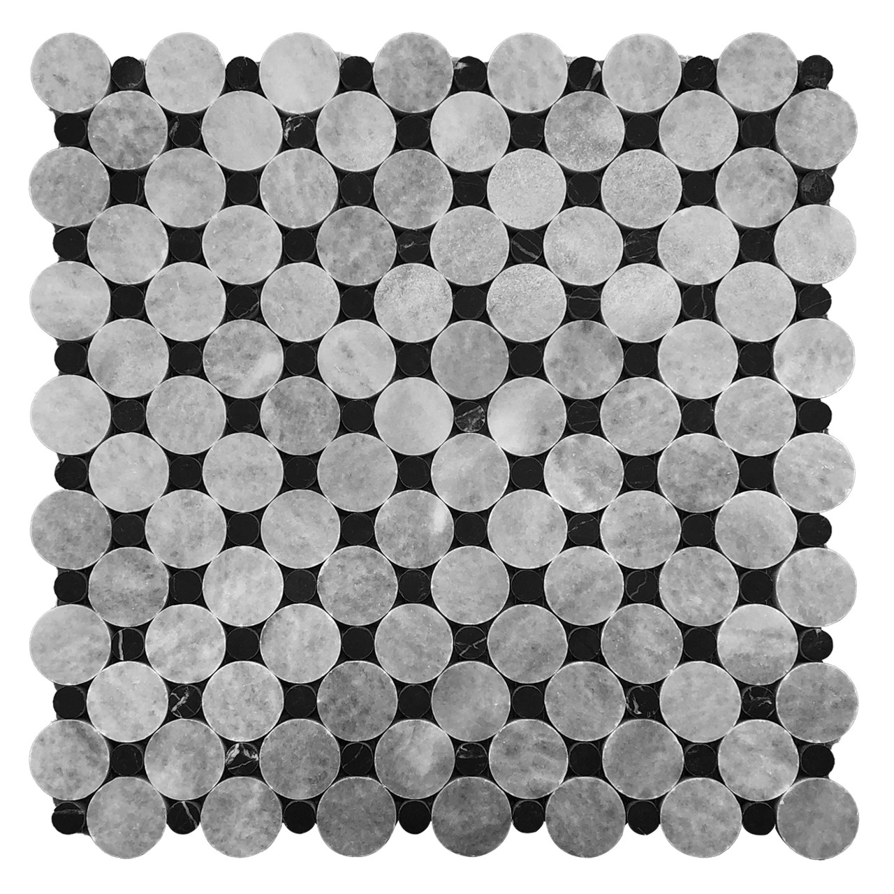 Where to buy Marble Penny Circles Mosaic Tile with Nero Marquina Black ...
