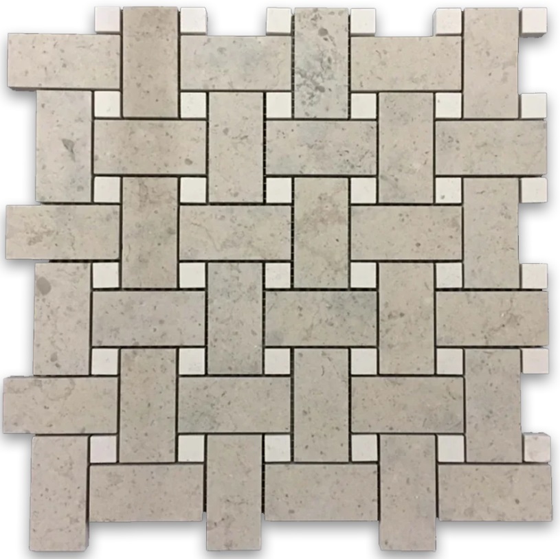 Quartier Parisien Basketweave With 5/8 Vague De Fleurs Dot Mosa ...