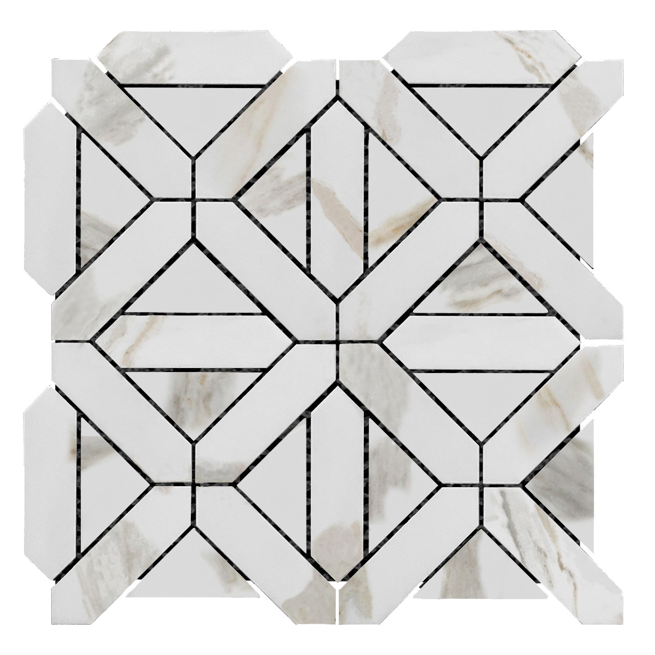 Calacatta Gold Italian Marble Geometrica Mosaic Tile - marble stone ...