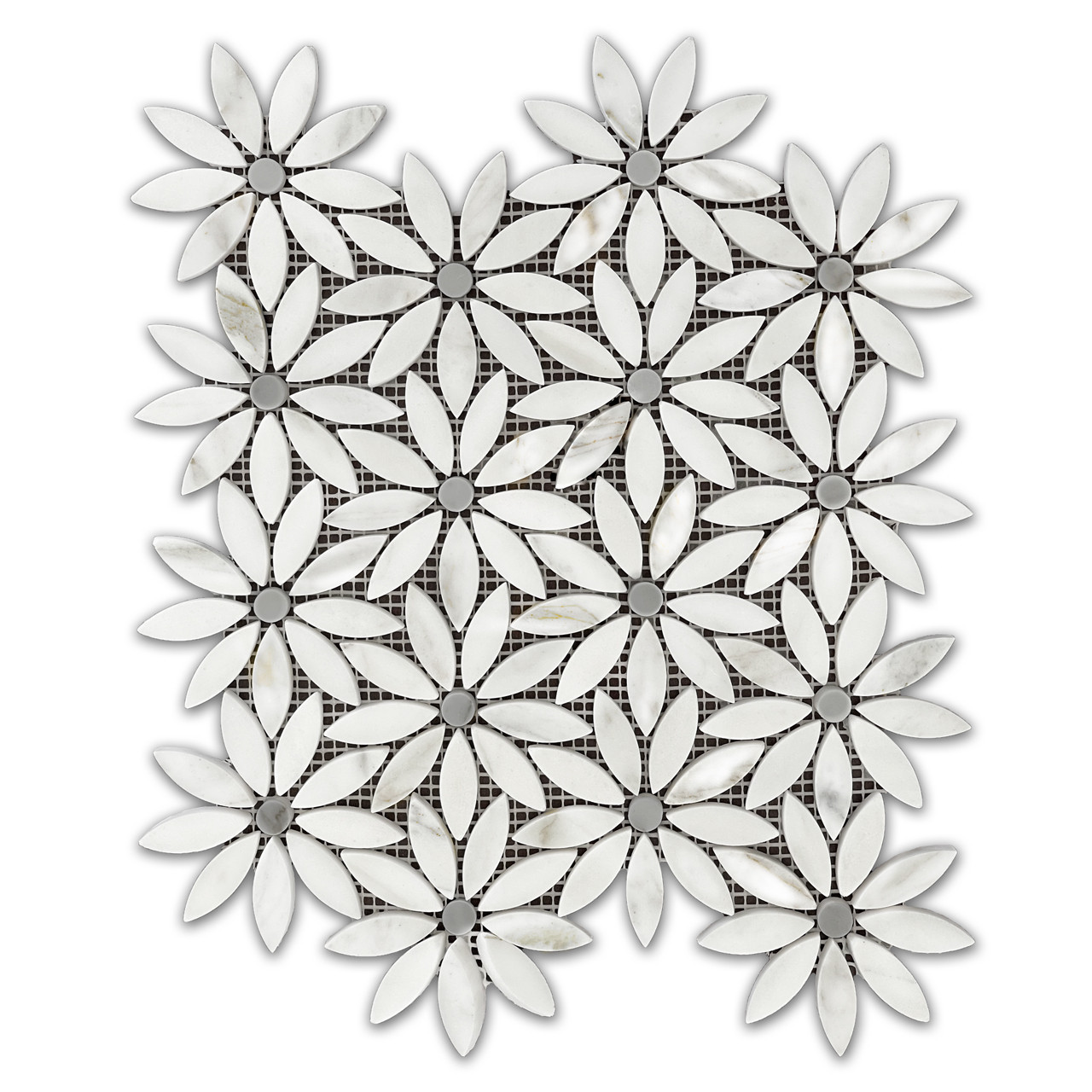 Where to buy Marble with Bardiglio Gray Accent Daisy Flower Waterjet ...