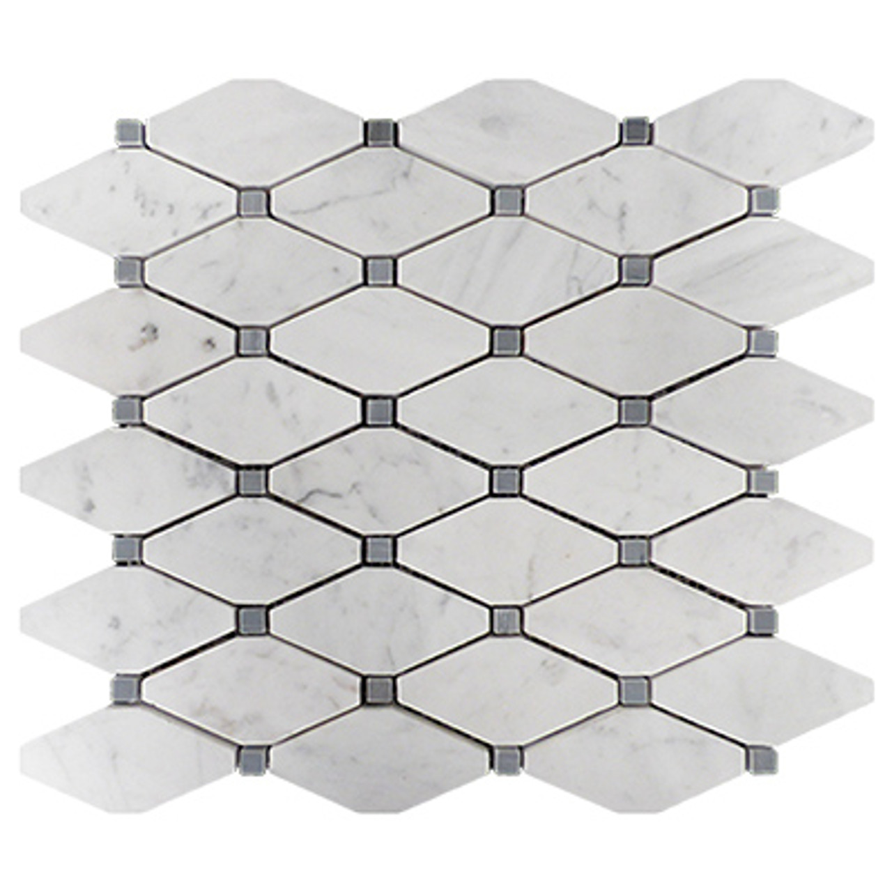 Carrara White Italian Marble Long Octagon Rhomboid Mosaic Tile - marble ...