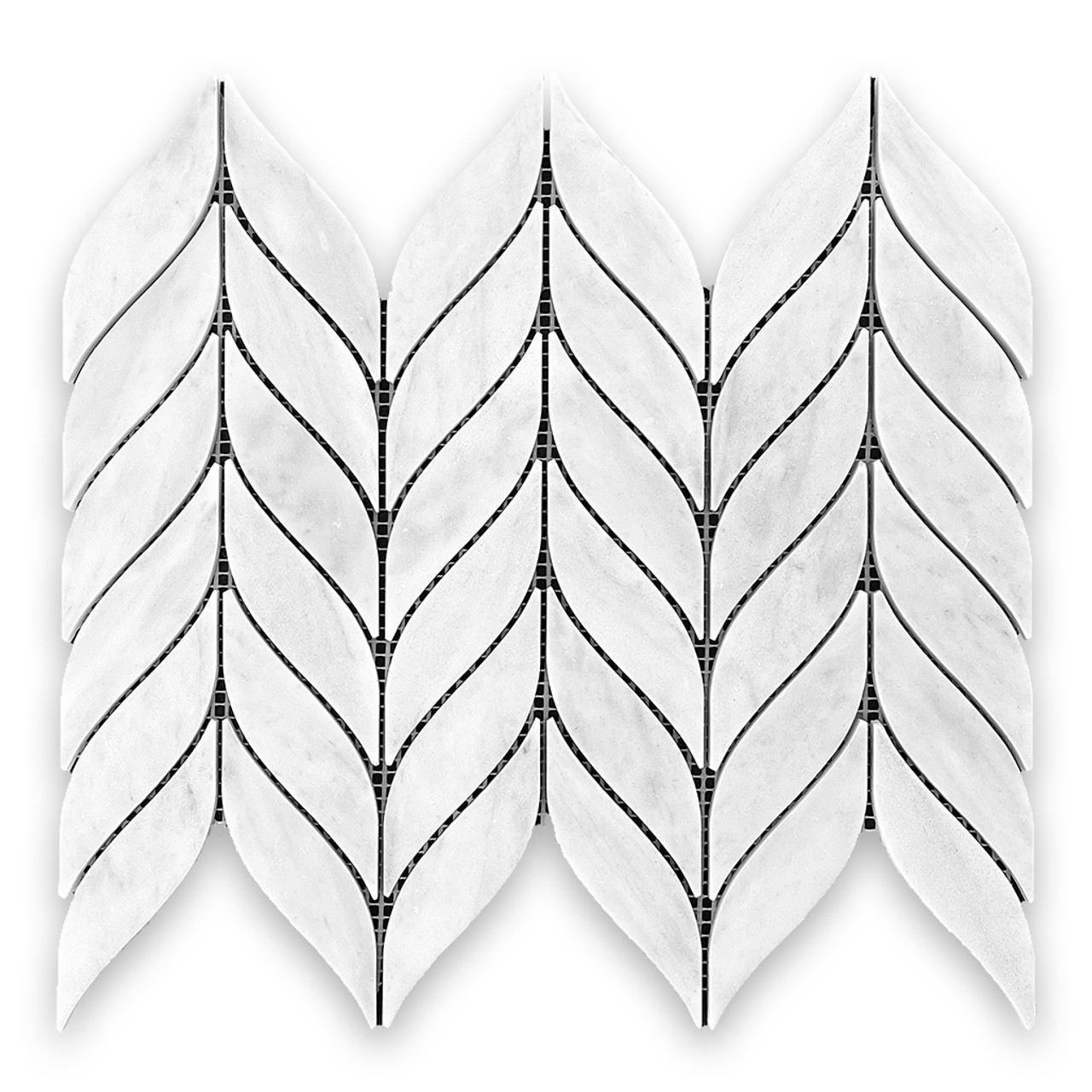 Where to buy Carrara White Italian Marble Leaf Shape Mosaic Tile ...