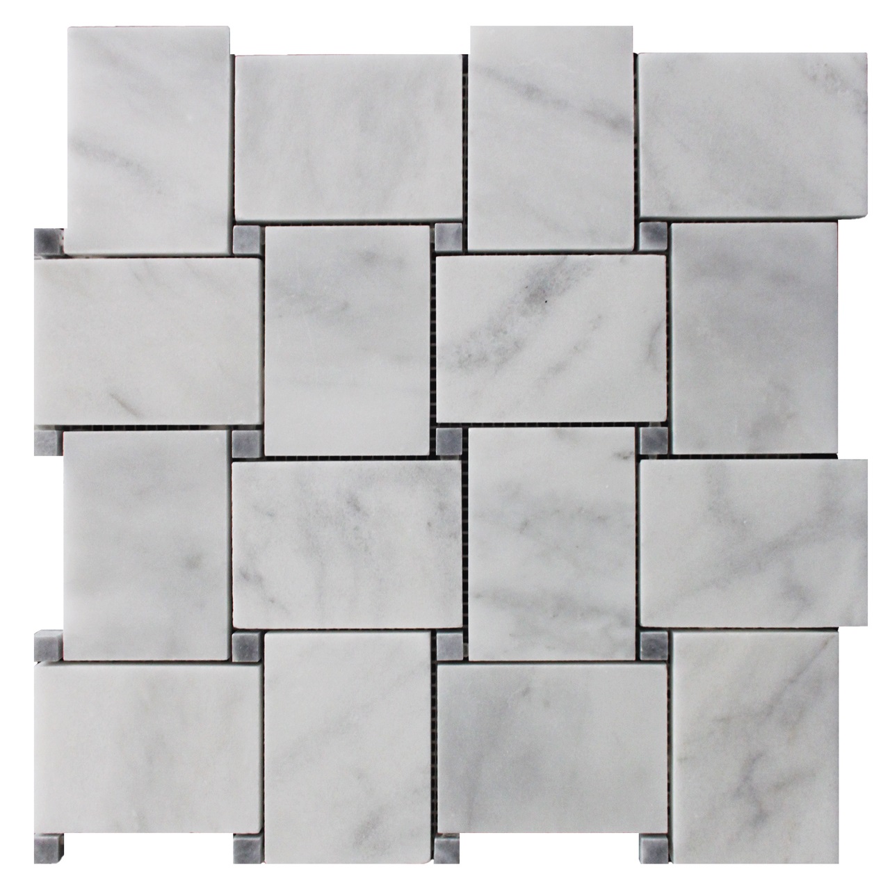 Carrara Marble Large Basketweave Mosaic Tile with Bardiglio Gray ...