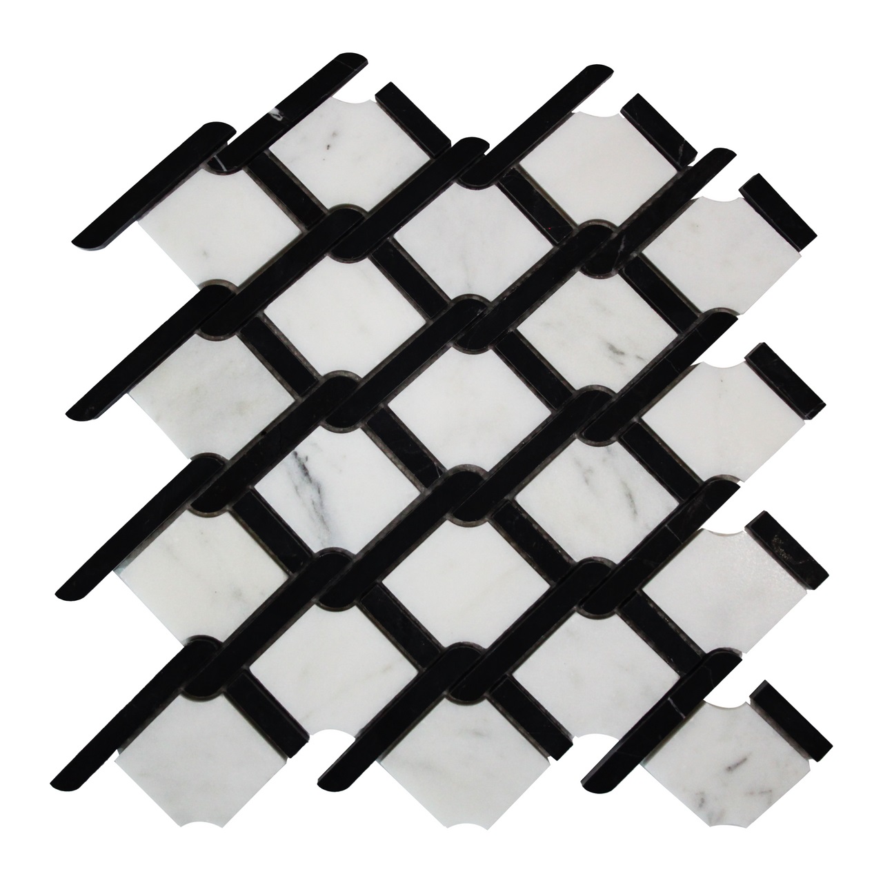 Rope Design with Nero Marquina Black Strips Mosaic Tile - marble stone ...