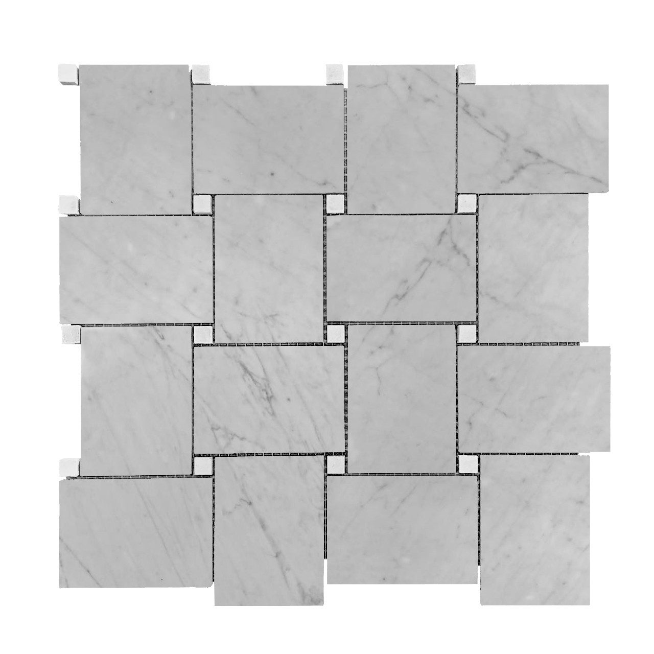 Carrara White Marble Large Basketweave Mosaic Tile with Bianco - marble ...