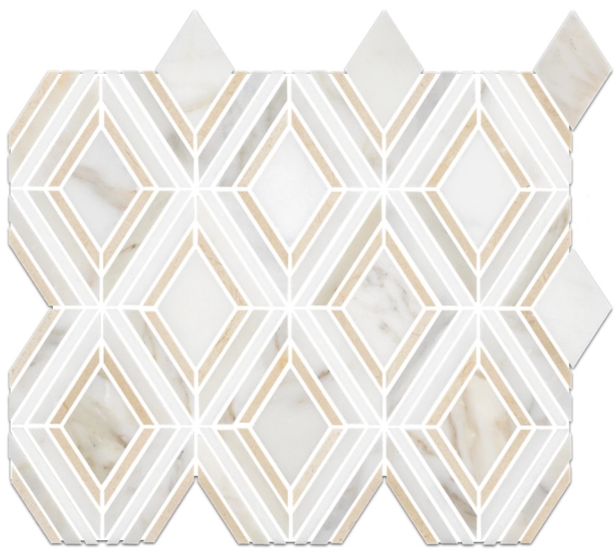 Calacatta Petite Jewel With White Thassos And Crema Marfil Mosai ...