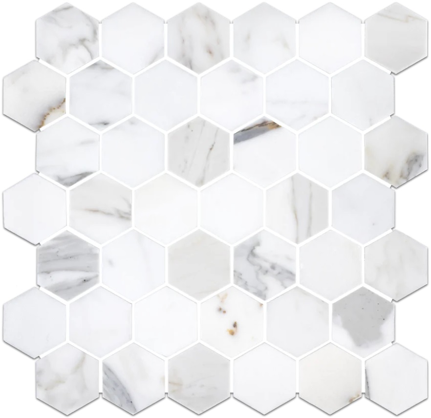 Calacatta Gold 2 Hexagon Mosaic - marble stone Hexagon Mosaics ...