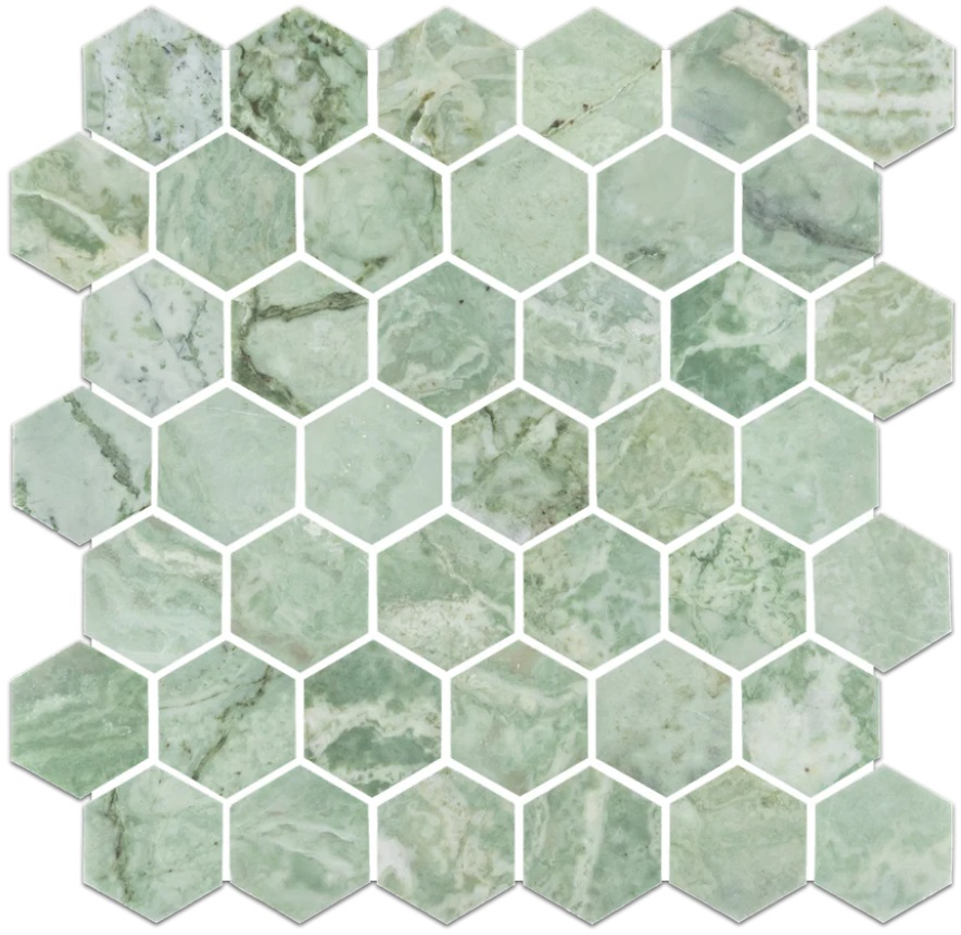 Emerald Green 2 Hexagon Mosaic - marble stone Hexagon Mosaics collection by Elon Tile & Stone in ...