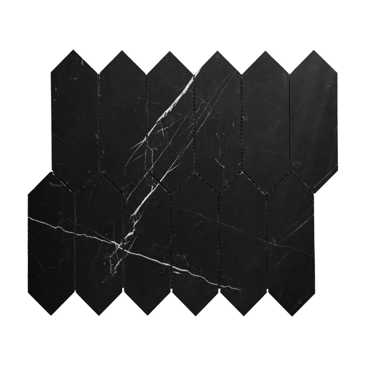 Where to buy Nero Marquina Black Marble Picket Mosaic Tile, Marble tile ...