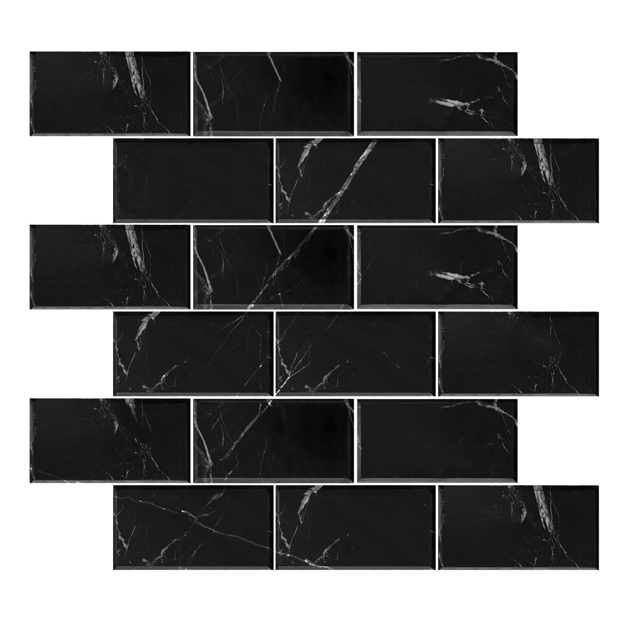 Where to buy 2" x 4" Nero Marquina Black Marble Wide Beveled Mosaic ...