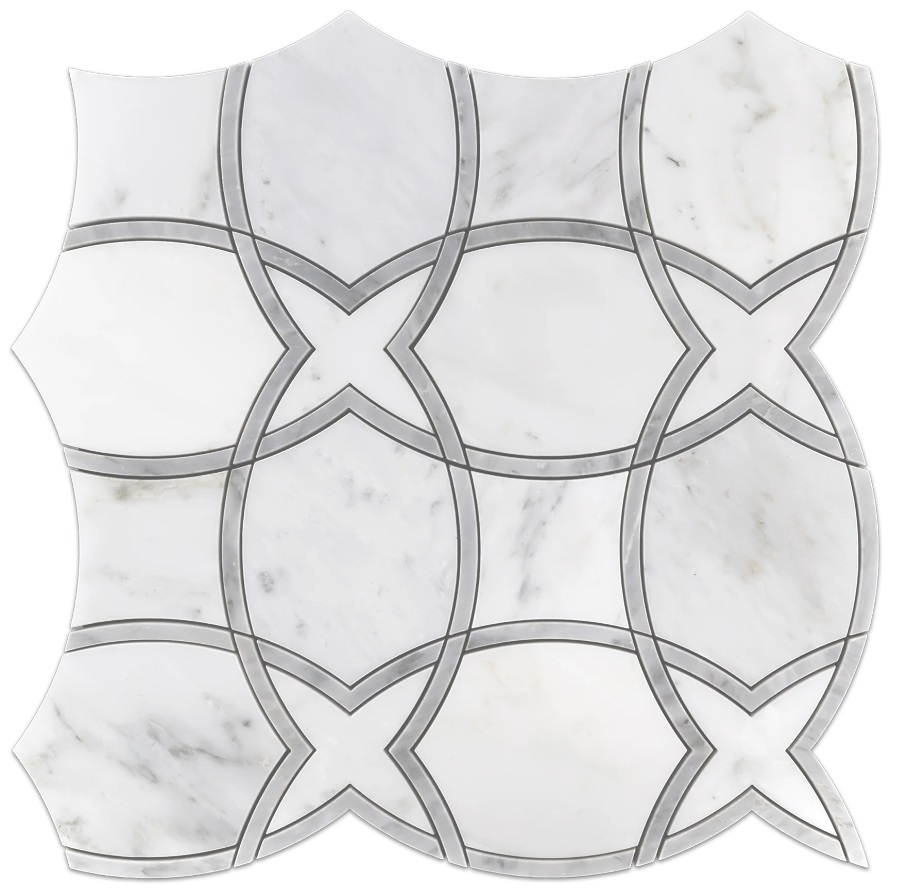 Pearl White Isola With Mystic Gray Waterjet - marble stone Pearl White ...