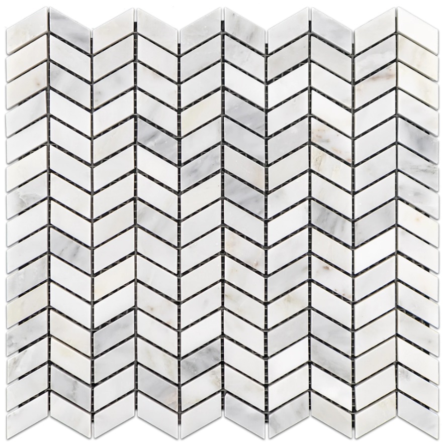 Pearl White Petite Chevron Mosaic - marble stone Pearl White collection ...