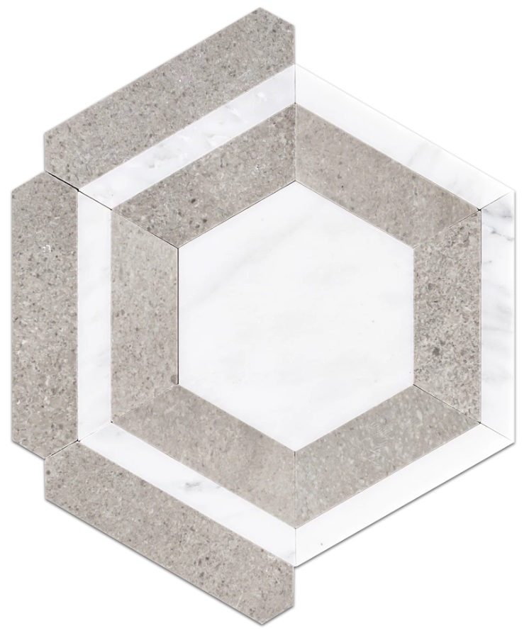 Pearl White Honeycomb With Sand Dollar Mosaic - marble tile Sand Dollar ...