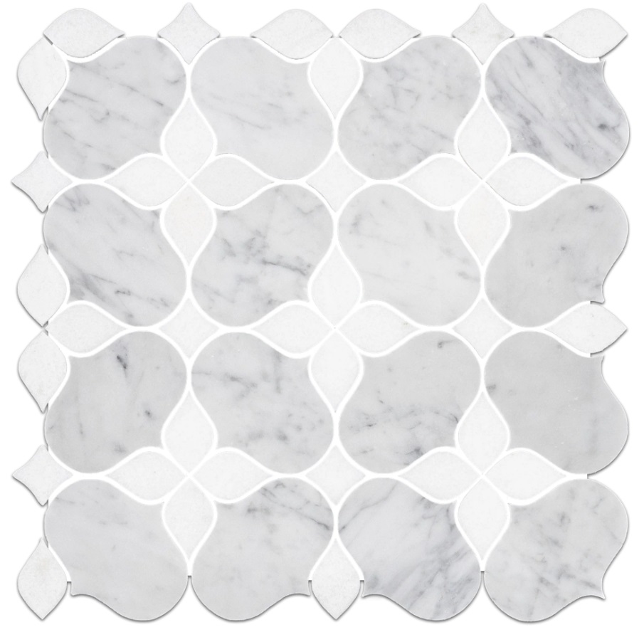 Bianco Carrara Silhouette With White Thassos Mosaic - marble stone ...