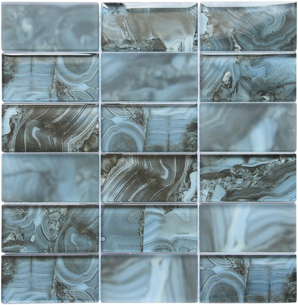 Onyx Patter Blue Glass - glass tile Mosaic Series collection by Bati ...