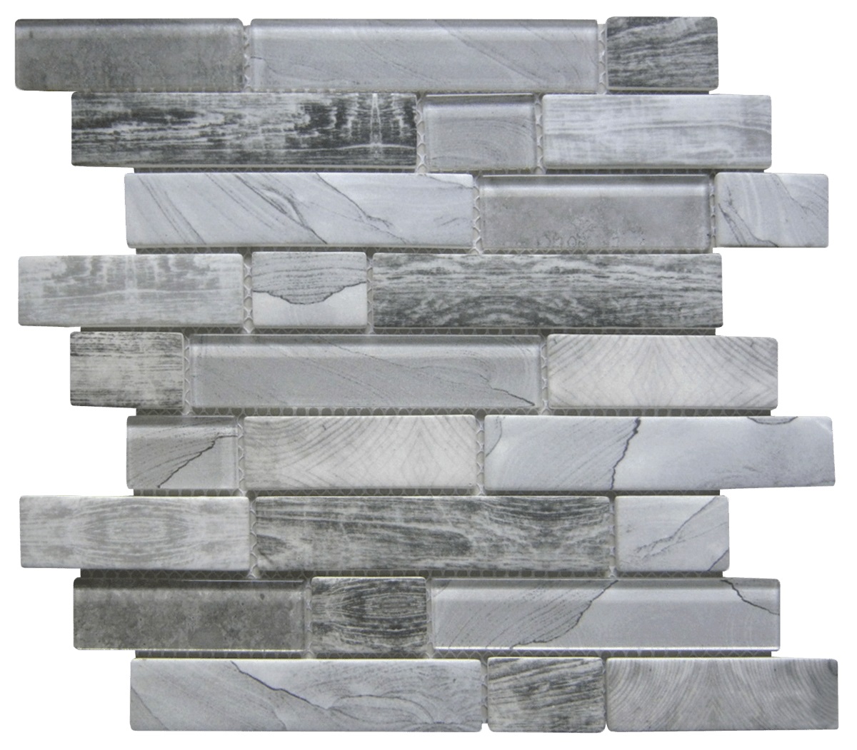 Grey Glass Rectangle/Dark Grey Recycled Glass interlocking - glass tile ...