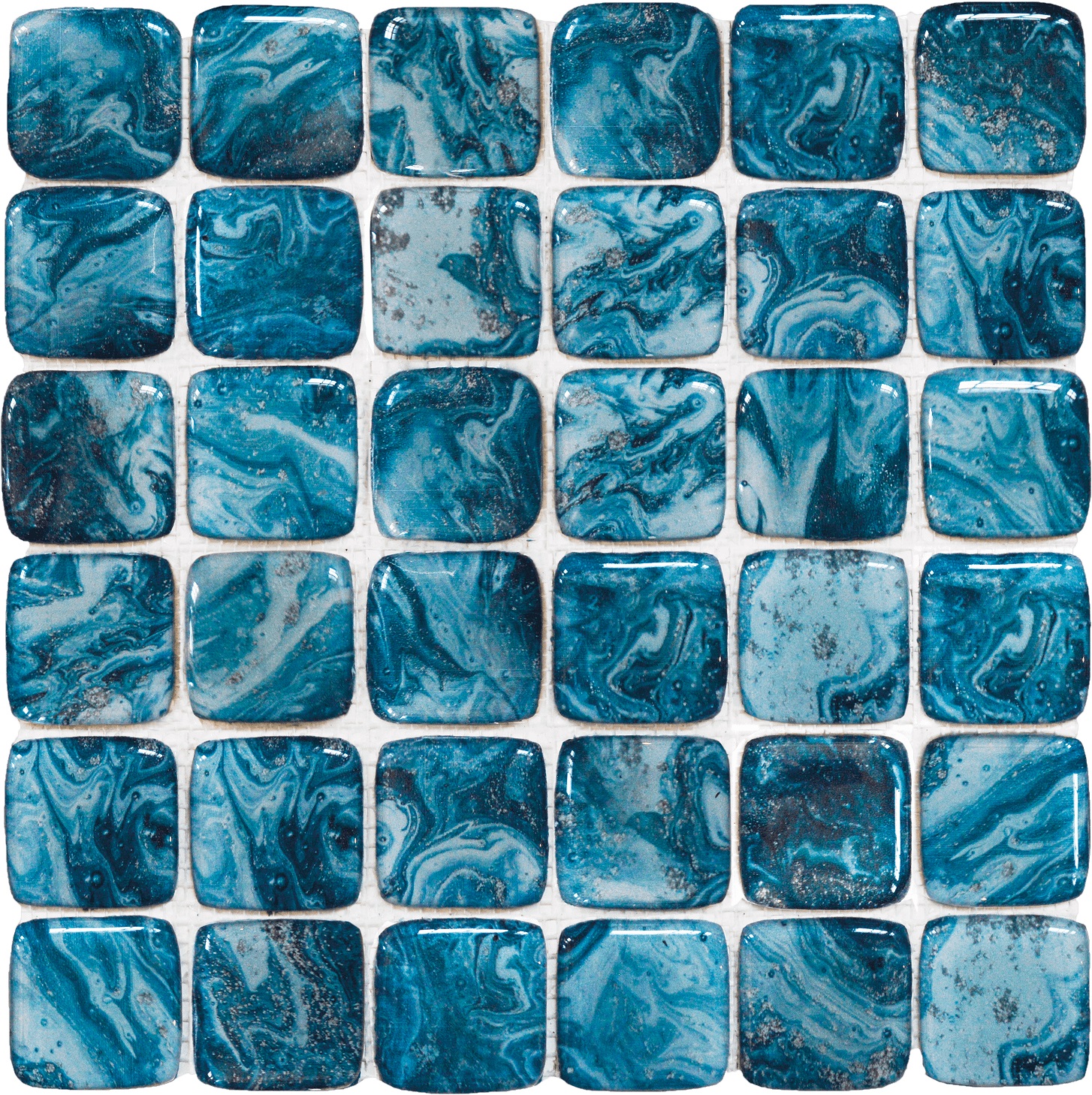 Glass Square Blue Marble Pattern Mix Mosaic - glass tile Mosaic Series ...