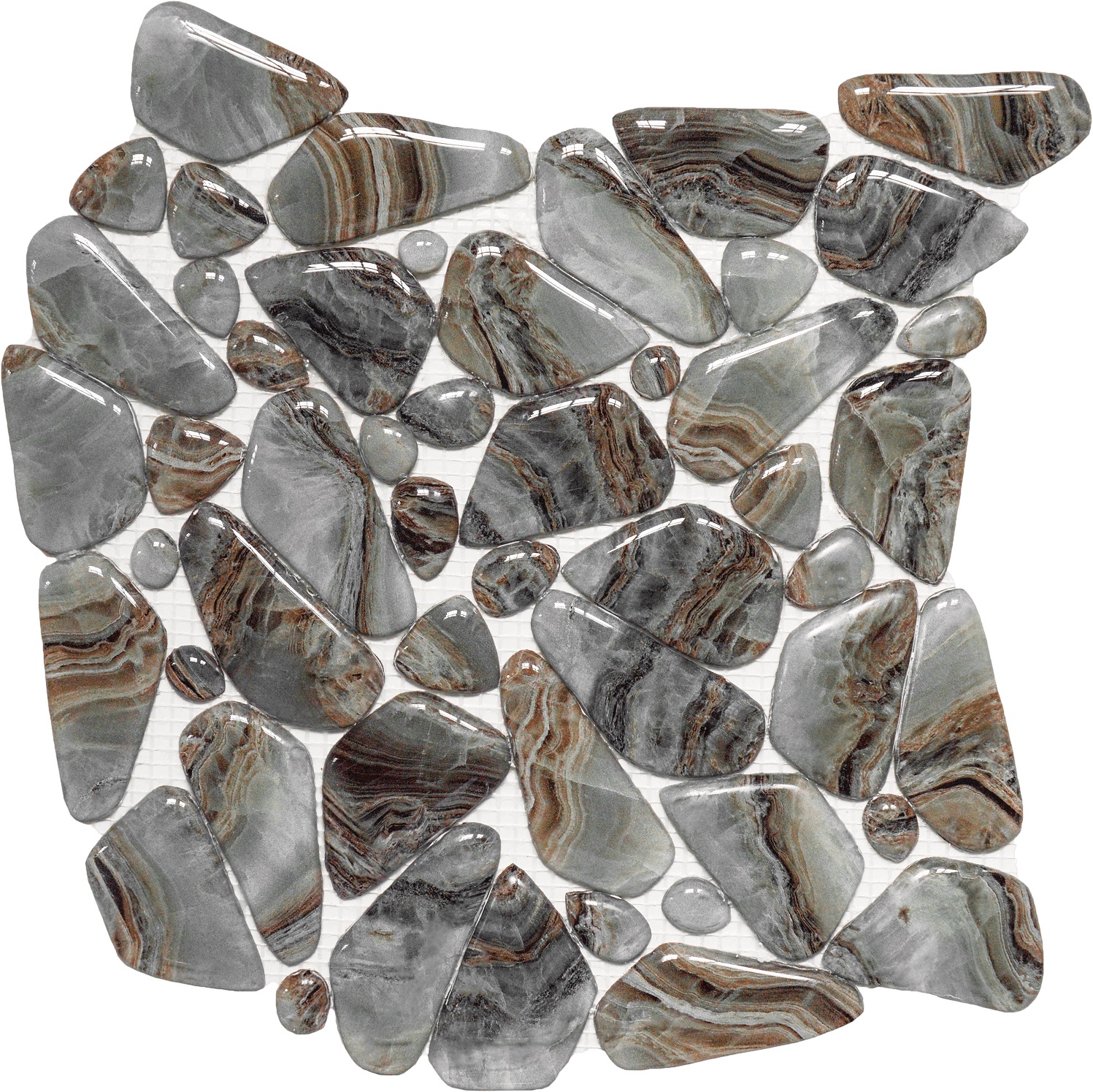Glass Pebble Grey Beige Mix Marble Pattern Mix Mosaic - glass tile ...