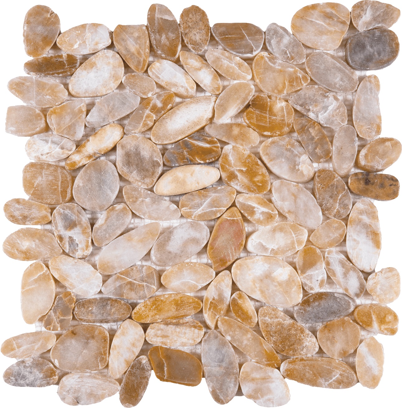 Beige Sliced Polished Pebble Interlocking - stone Pebble Mosaics ...