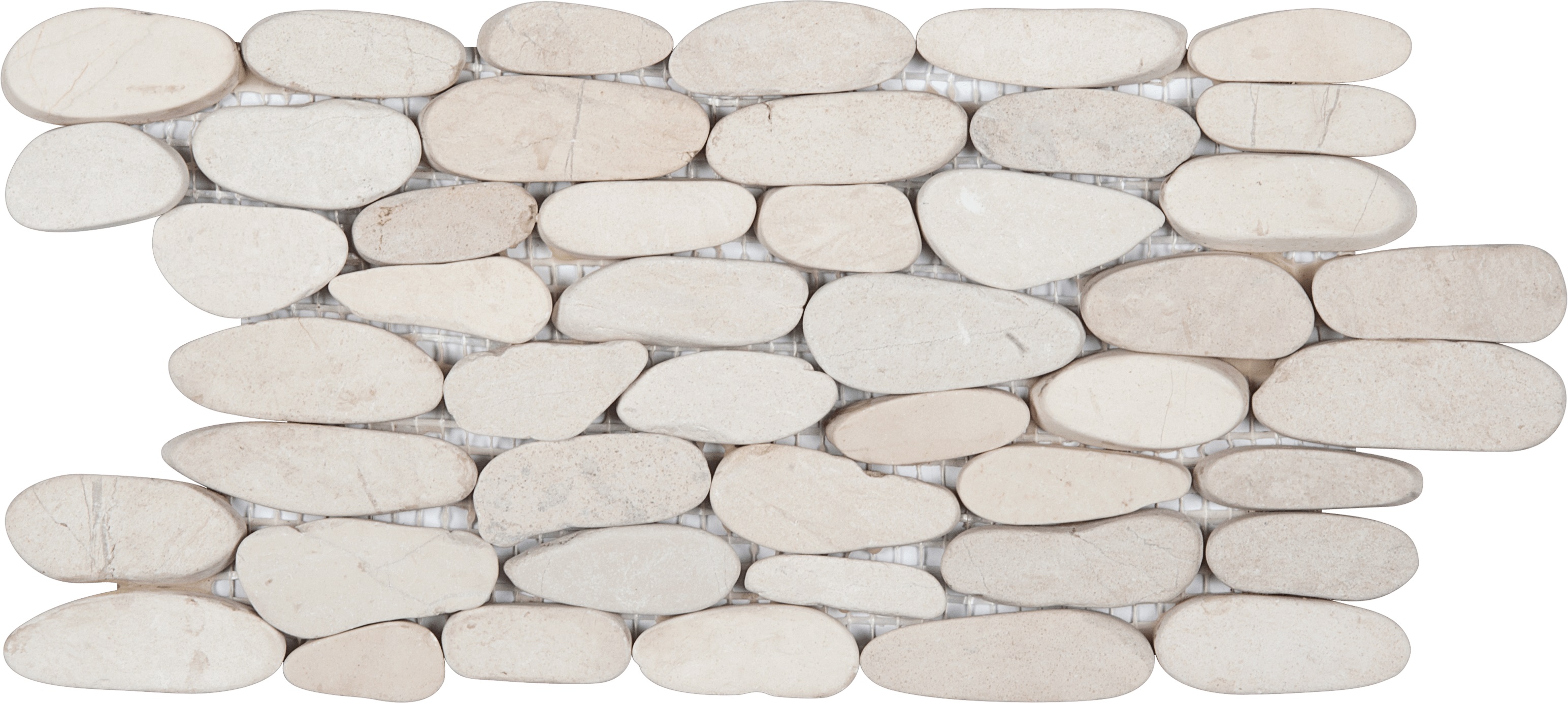 White Matte Sliced Pebble Interlocking - stone Pebble Mosaics ...