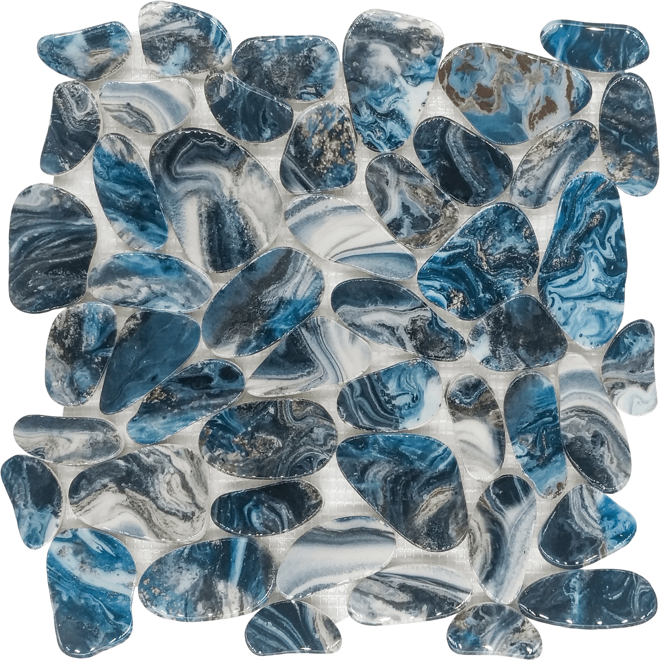 Reconstituted Stone Pebble Grey Blue Mix Shiny - stone Pebble Mosaics ...