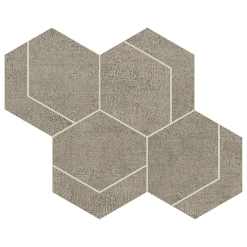 Fray 12x10 Gray Hexmark Mosaic - porcelain tile Fray collection by Nemo ...