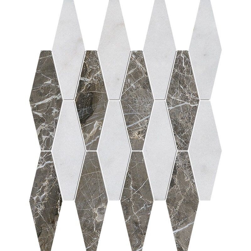 Avalon, Silver Drop Polished Rhomboid Blend Marble Mosaic - marble ...