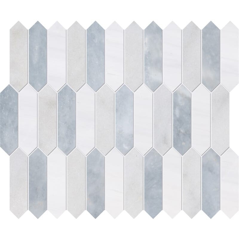 Avalon, Snow White, Allure Honed Baby Picket Marble Mosaic - marble ...