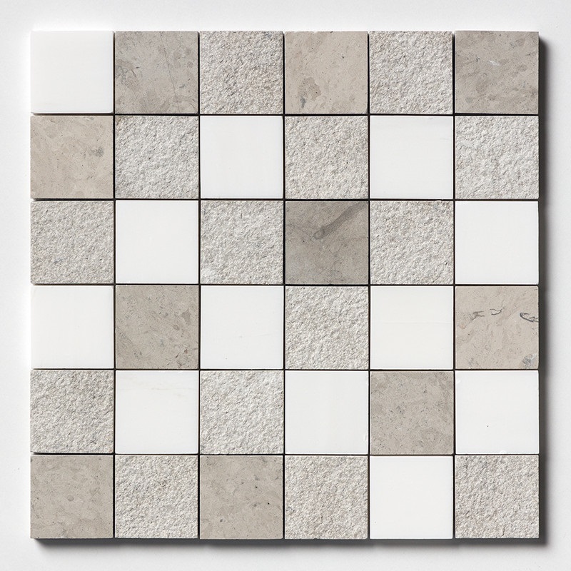 Snow White&britannia Textured 2x2 Limestone Mosaic - limestone stone ...