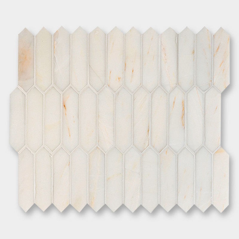 Calacatta Amber Honed Baby Picket Marble Mosaic - marble stone ...