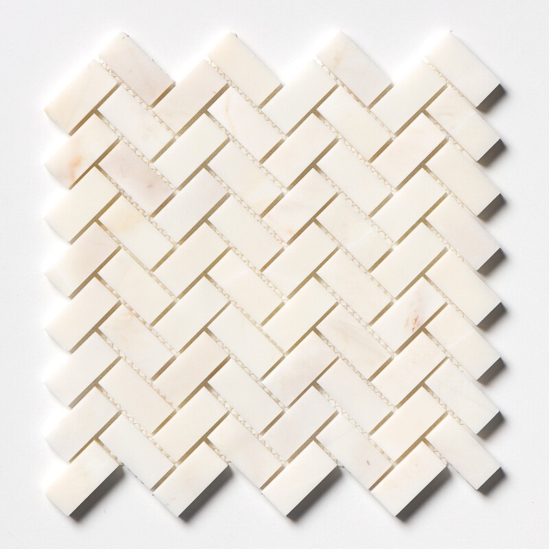 Calacatta Amber Honed Herringbone 1x2 Marble Mosaic - marble stone ...