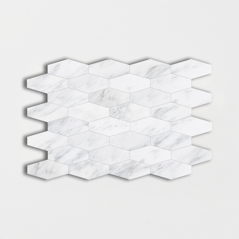 Calacatta Bella Honed Elongated Hexagon Marble Mosaic - marble stone ...