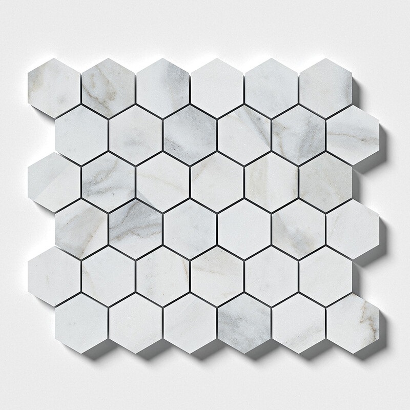 Calacatta Gold Royal Polished Hexagon Marble Mosaic - marble tile ...