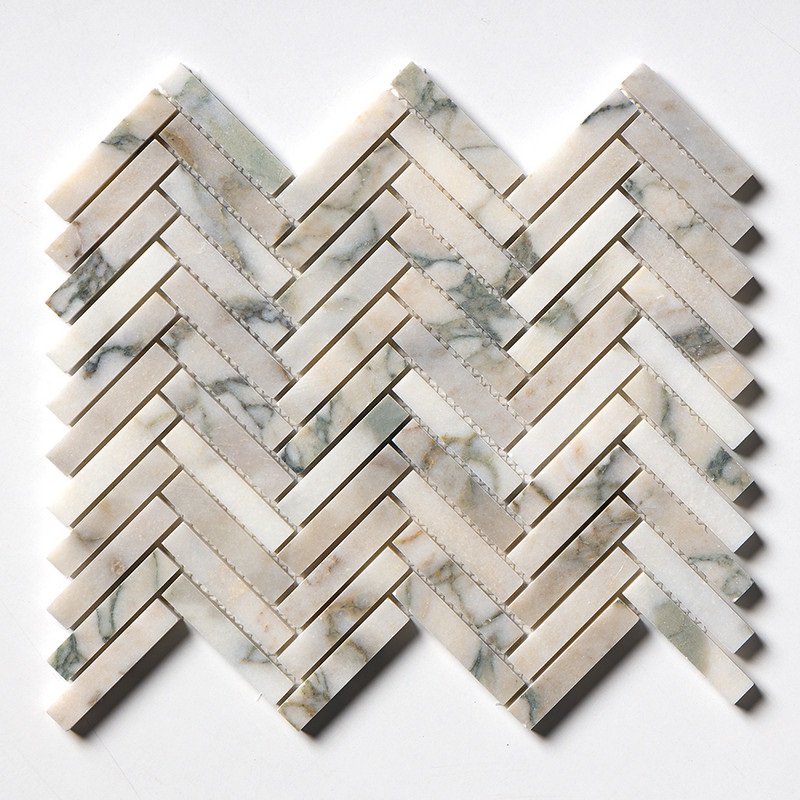 Calacatta Green Honed Herringbone 5/8x3 Marble Mosaic - marble stone ...