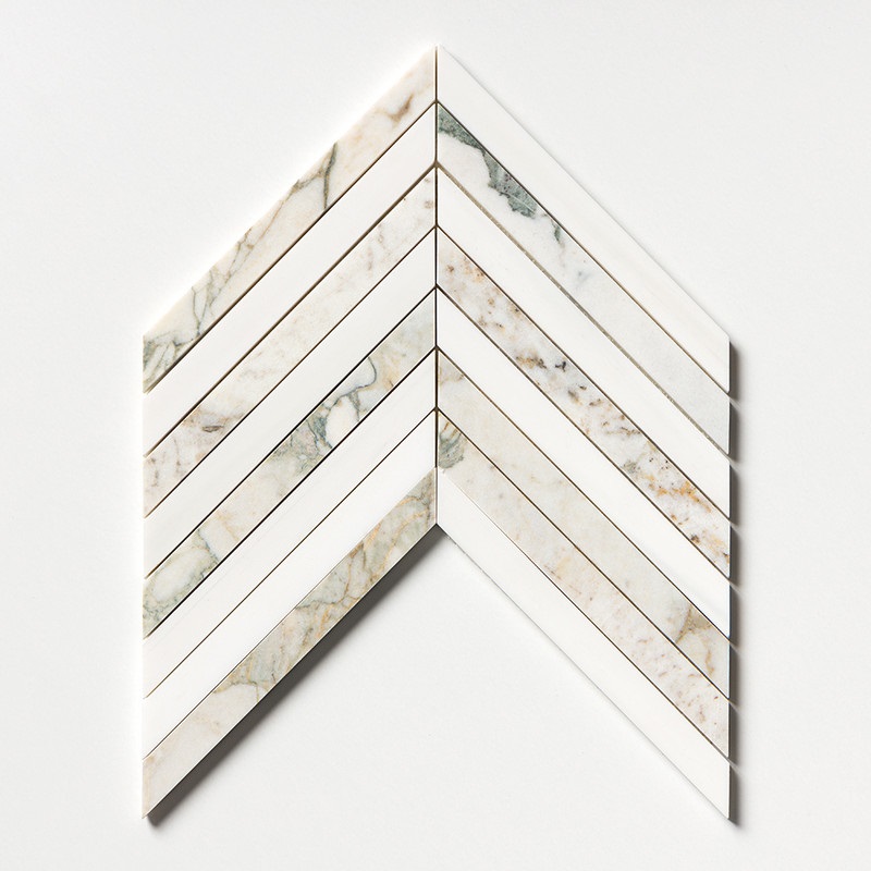 Calacatta Green Honed Thin Chevron Marble Mosaic - marble tile ...