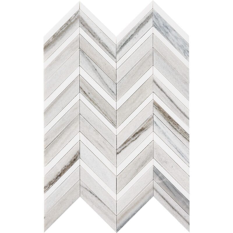 Skyline, Snow White Multi Finish Chevron Fusion Marble Mosaic - marble ...
