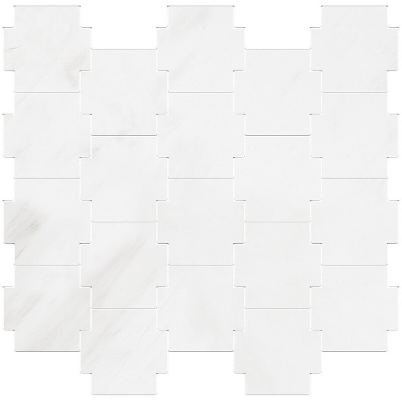 Amulet Snow White Polished Marble Waterjet Decos - marble tile Elements ...