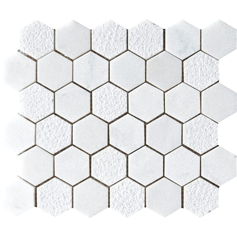 Glacier Textured Hexagon Marble Mosaic - marble stone Glacier Marble ...