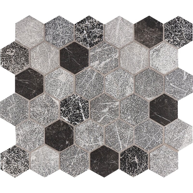 Iris Black Textured Hexagon Marble Mosaic - marble stone Iris Black ...
