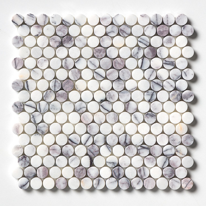 Lilac Honed Penny Round Marble Mosaic - marble stone Lilac Marble ...