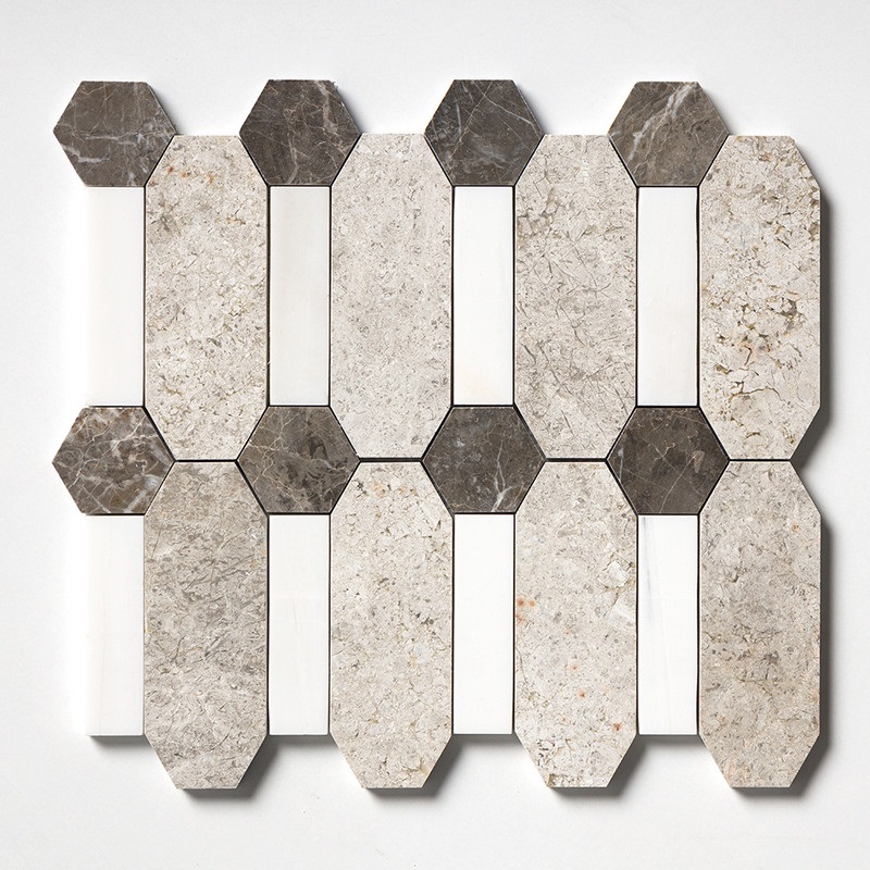 Silver Clouds, Snow White, Arctic Gray Multi Finish Pillar Marbl ...