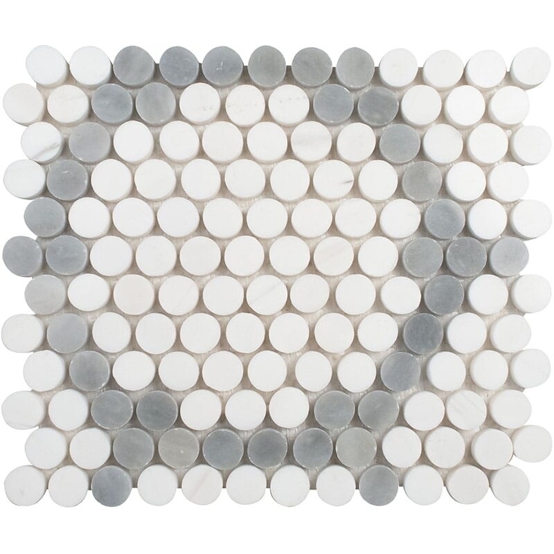 Snow White, Allure Light Honed Penny Round 7 Marble Mosaic - marble ...