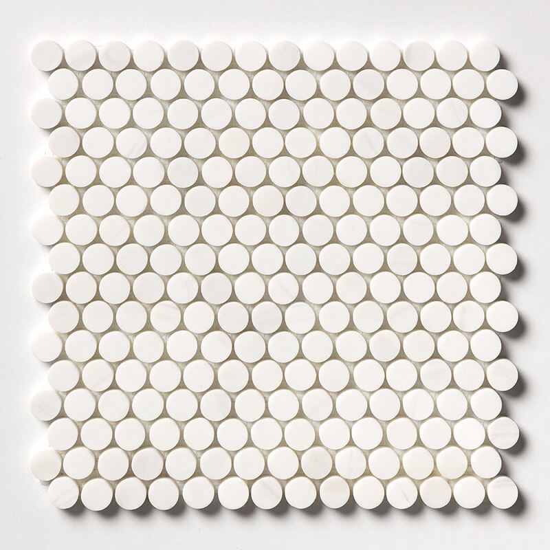 Snow White Honed Penny Round Marble Mosaic - marble stone Snow White ...
