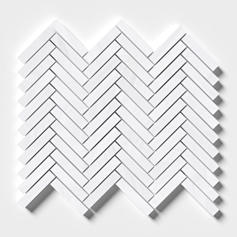 Snow White Honed Herringbone 5/8x3 Marble Mosaic - marble stone Snow ...