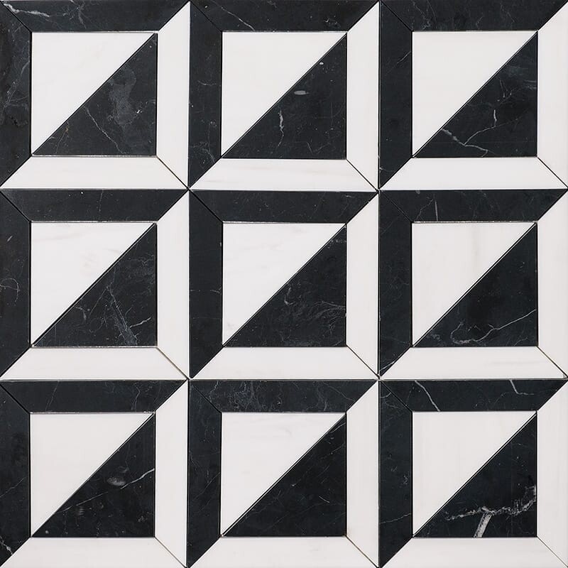 Black, Snow White Honed York Marble Mosaic - marble stone Snow White ...