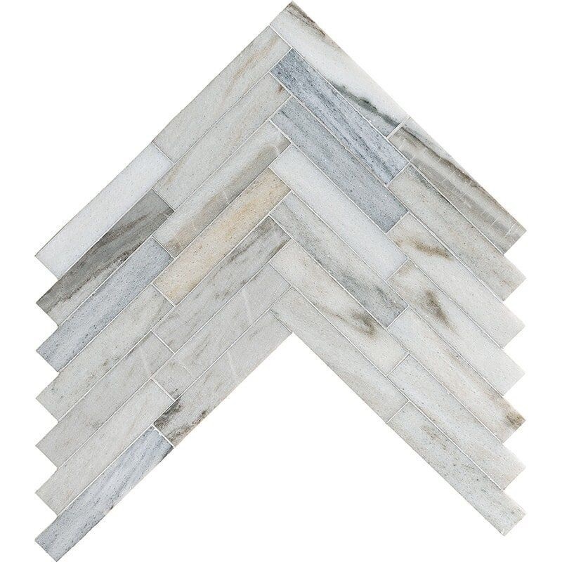 Skyline Honed Large Herringbone Marble Mosaic - marble stone Studio ...