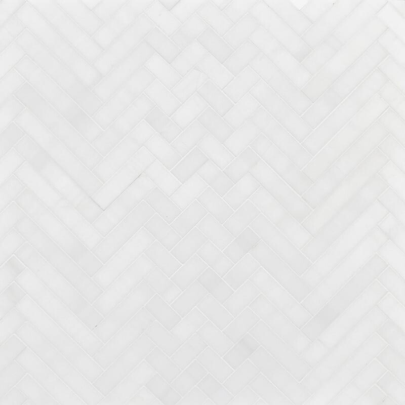 Snow White Polished Mixed Herringbone Marble Mosaic - marble stone ...
