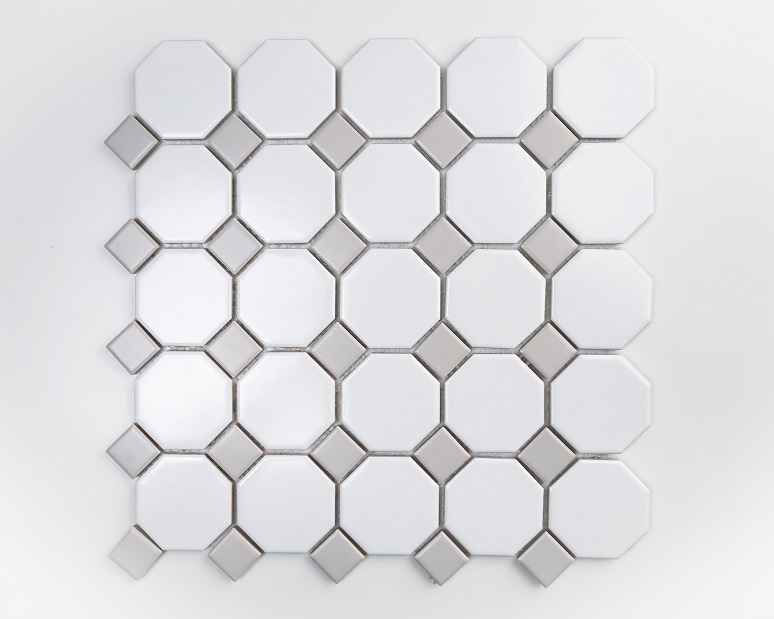 Where to buy WHITE & GREY OCTAGON 12x12 MATTE PORCELAIN MOSAIC ...