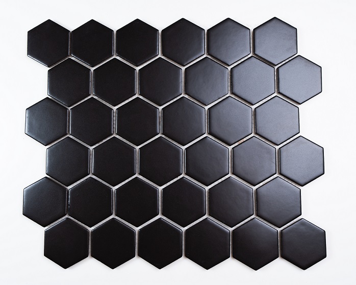 Where to buy 2X2 BLACK HEXAGON MATTE PORCELAIN MOSAIC, Porcelain tile by Elite Tiles.