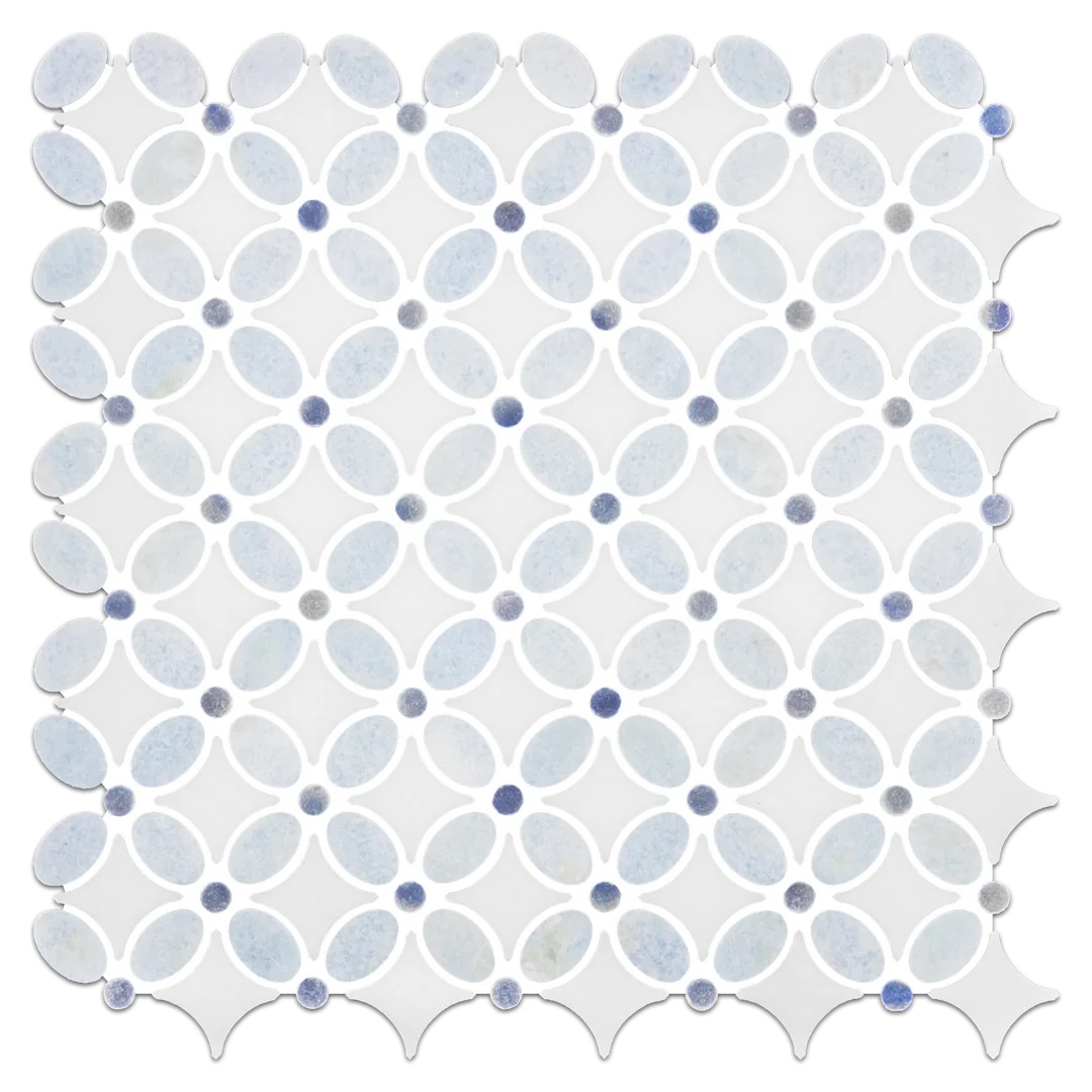 Blue Celeste Fleur with White Thassos and Azul Macauba Dot Mosai ...